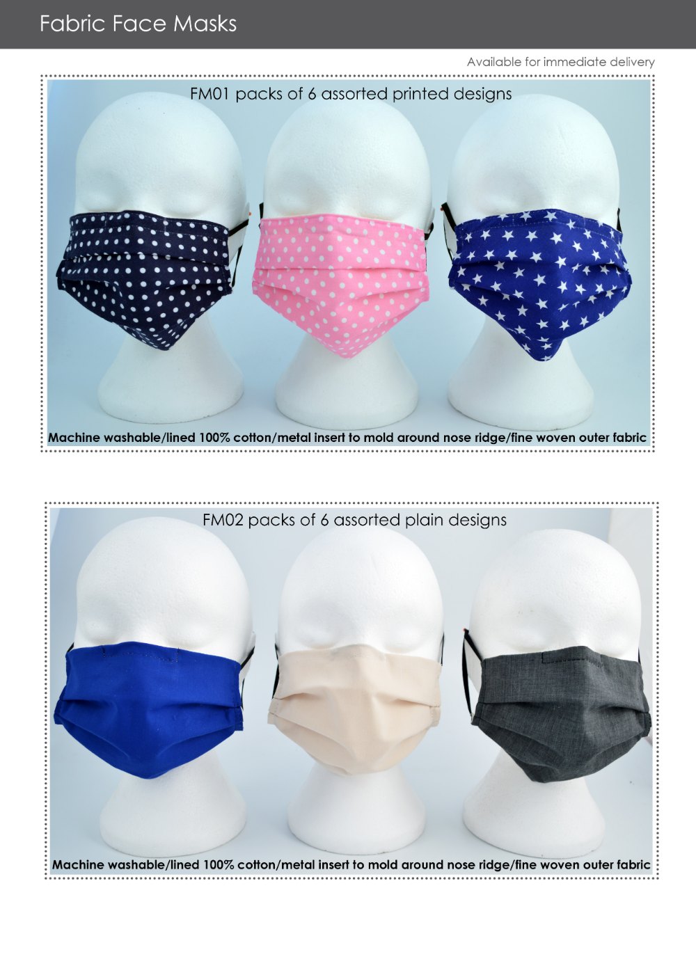 Fabric Face Masks on sale - £6.95 | Poole Bay Pharmacy